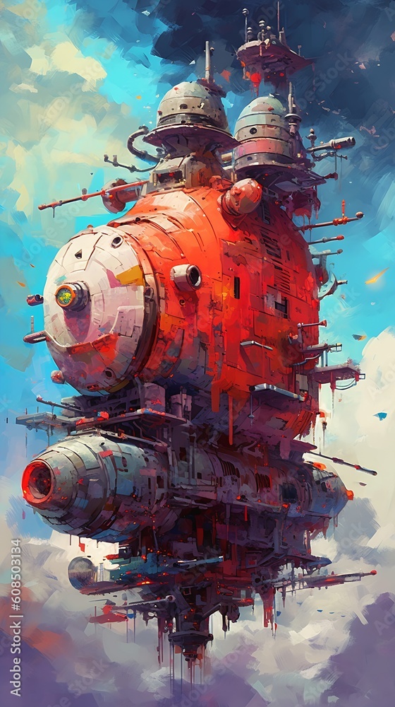 large red building sky background space dandy structure nomadic future ...