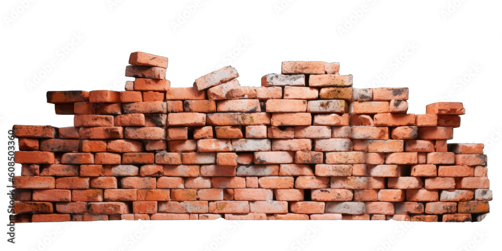 Brick wall isolated on transparent background. Old red brick wall Stock ...