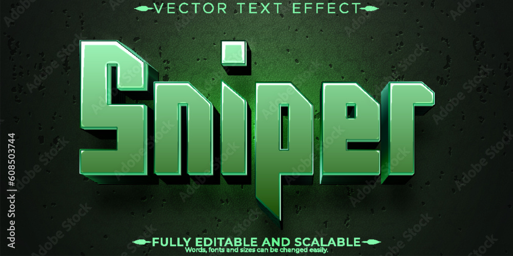 Sniper text effect, editable military and army font style Stock Vector ...