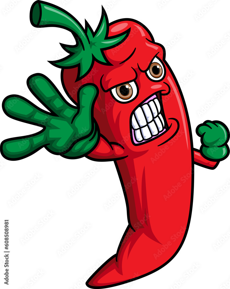 Angry chili cartoon mascot character Stock Vector | Adobe Stock