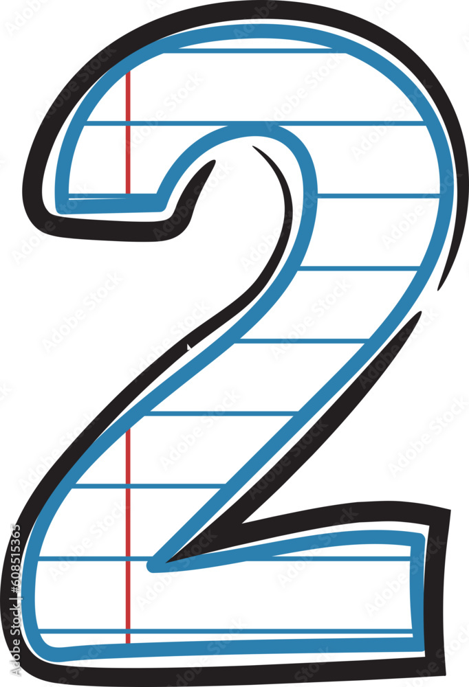 Number 2 alphabet, notebook font letter white, display font style ...
