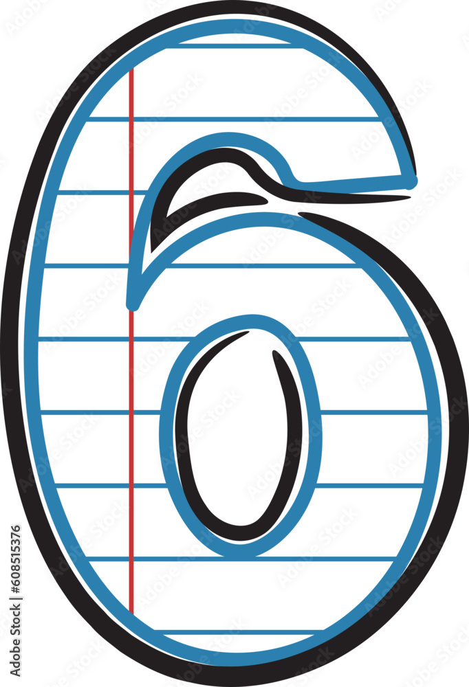 Number 6 alphabet, notebook font letter white, display font style ...