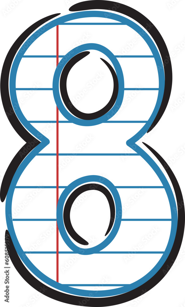 Number 8 alphabet, notebook font letter white, display font style ...