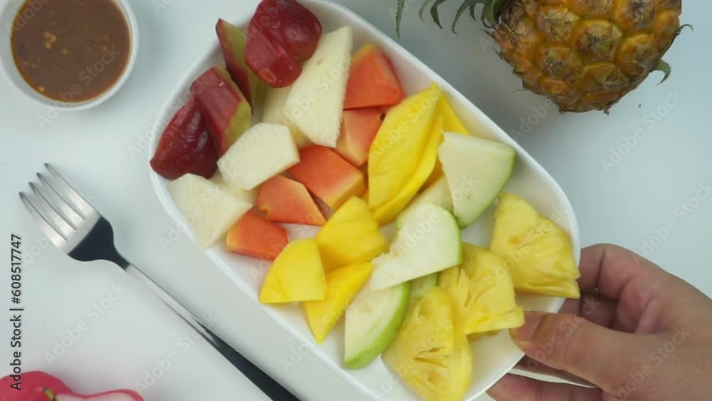 Sliced Fruit Salad, in Indonesia known as Rujak Buah or Lutis or Lotis ...