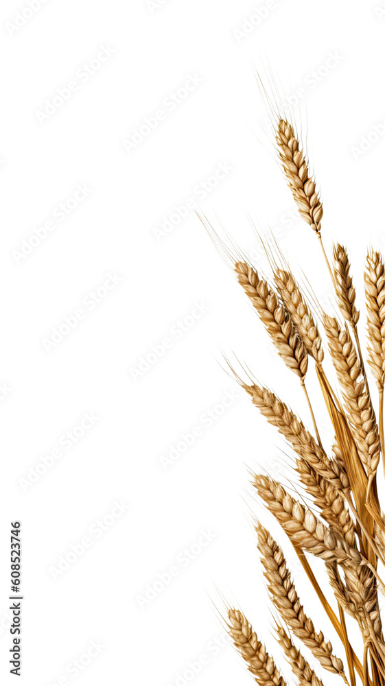 rustic wheat stalks as a frame border, isolated with negative space for ...