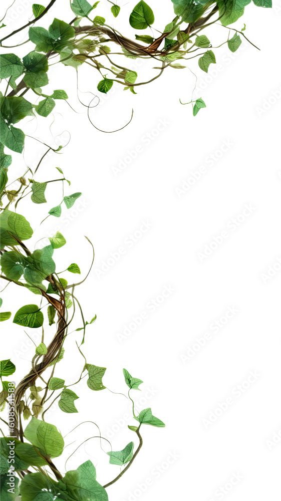 spiraling vine tendrils as a frame border, isolated with negative space ...