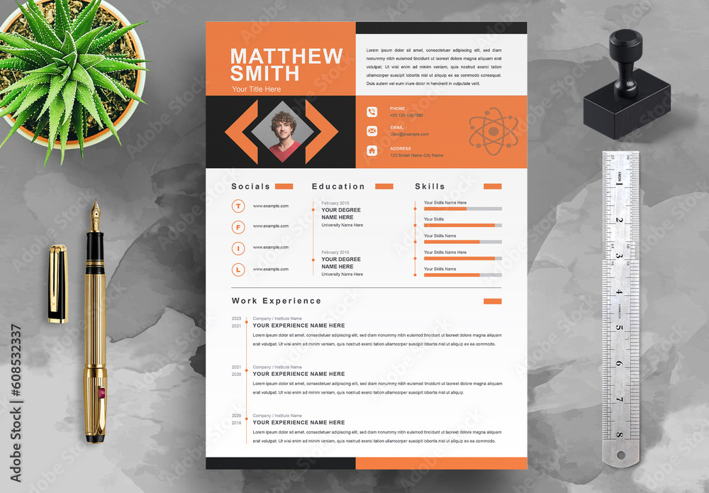 Modern and Clean Resume Layout Stock Template | Adobe Stock