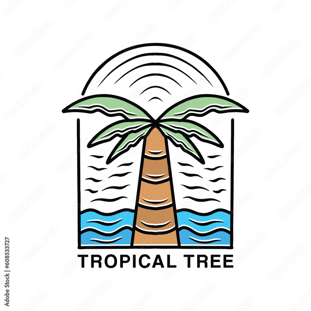 Tropical Tree Logo Vector Graphic Design illustration Vintage Badge ...