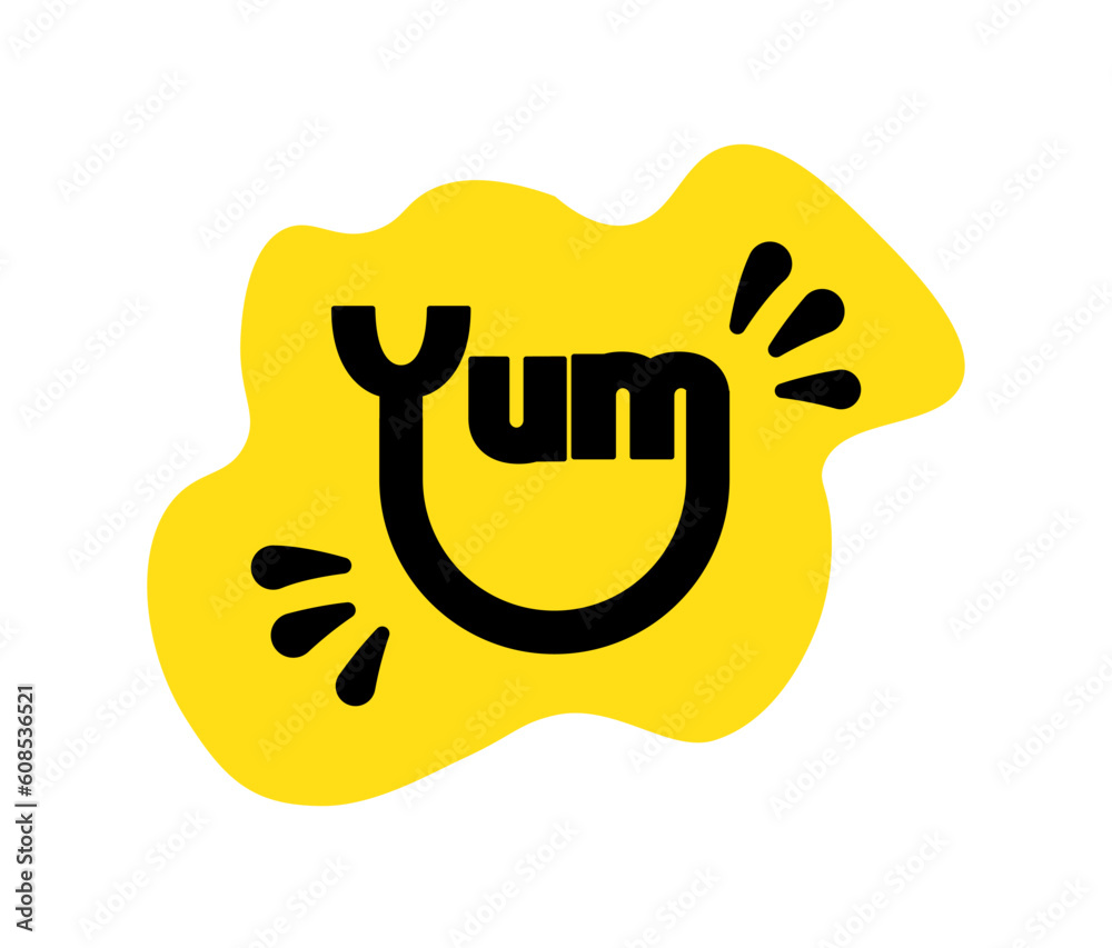 Yum Yum Word with Smile. Printable graphic tee Stock Vector | Adobe Stock