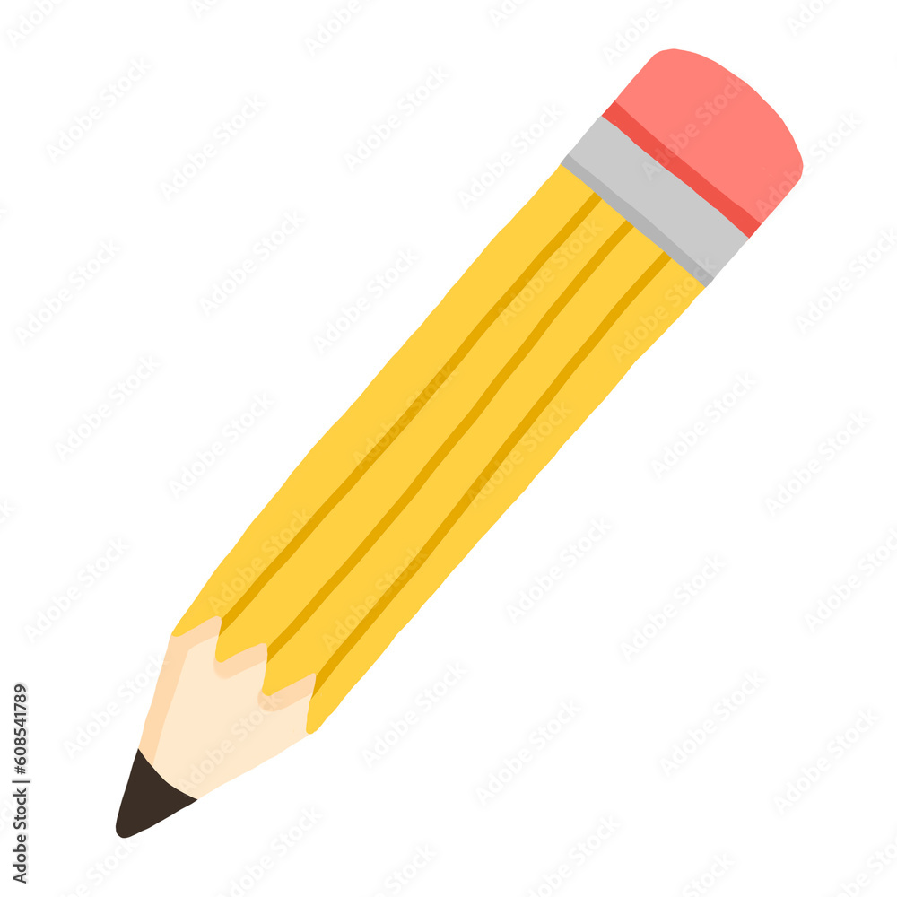 Cute Yellow Pencil Cartoon Illustration Stock Illustration | Adobe Stock