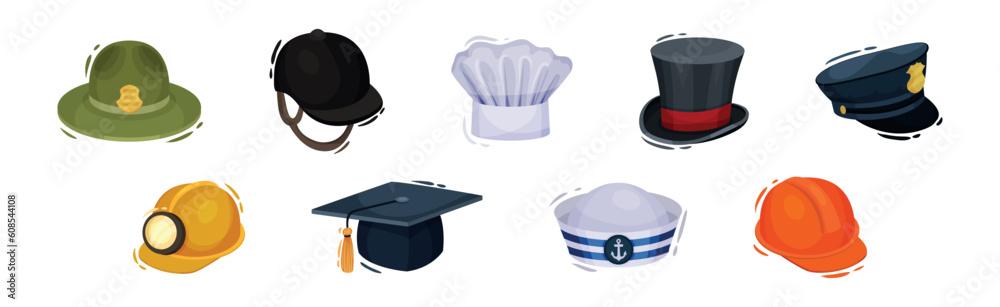 Photo & Art Print Different Professions Hat and Headdress as Uniform ...