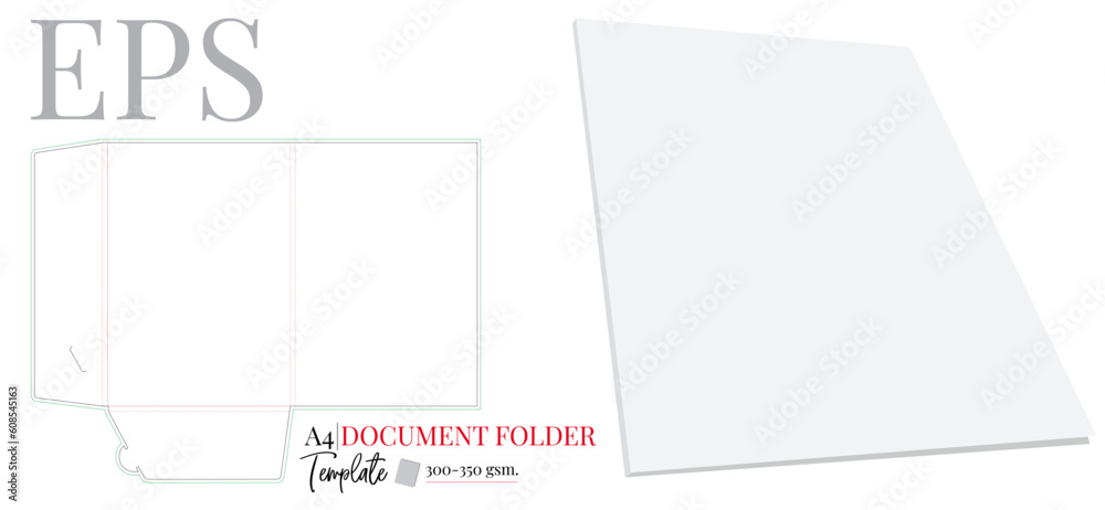 Document Folder Template A4. Vector with die cut, laser cut layers ...
