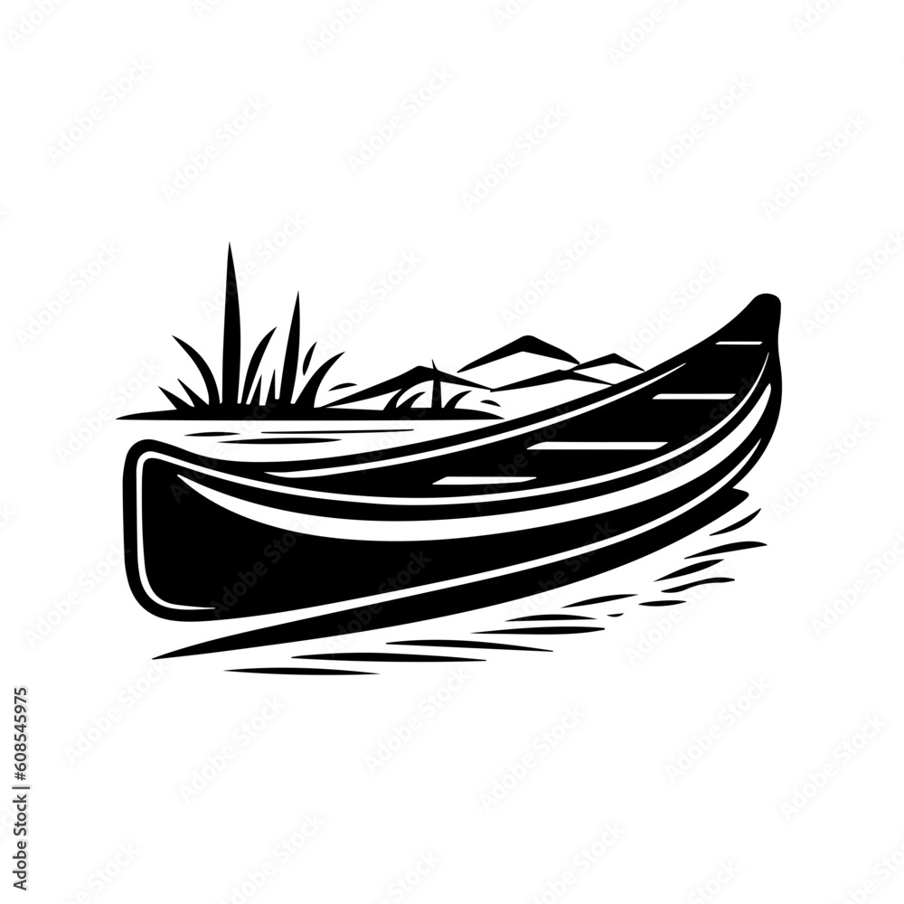 Canoe Logo Monochrome Design Style Stock Vector | Adobe Stock