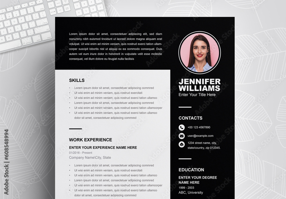 Personal Profile Resume Design Template Layout Stock Template | Adobe Stock