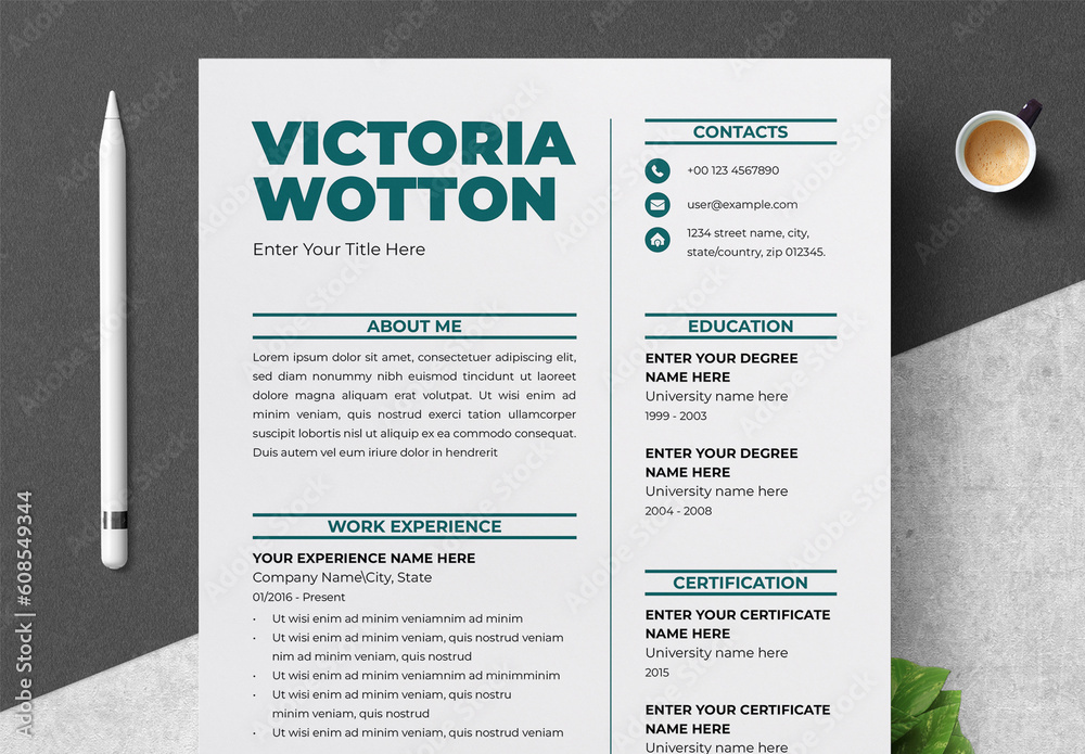 Resume Design Modern & Professional Template Layout Stock Template ...