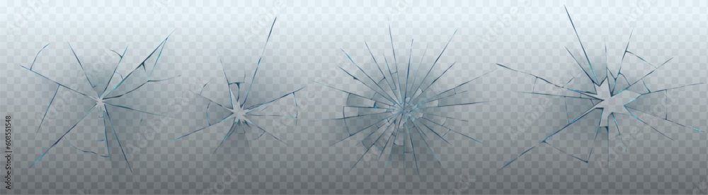 Window glass crack texture vector effect isolated object on transparent ...
