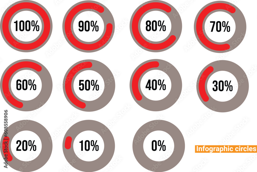 Set of Percentage circle Diagrams from 1-100 ready-to-use for user ...