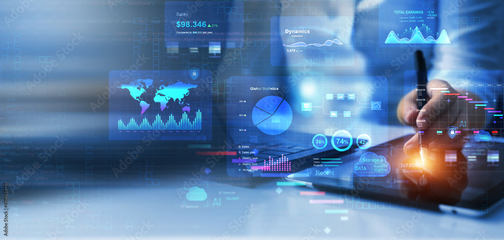 Business finance data analytics graph.Financial management technology ...