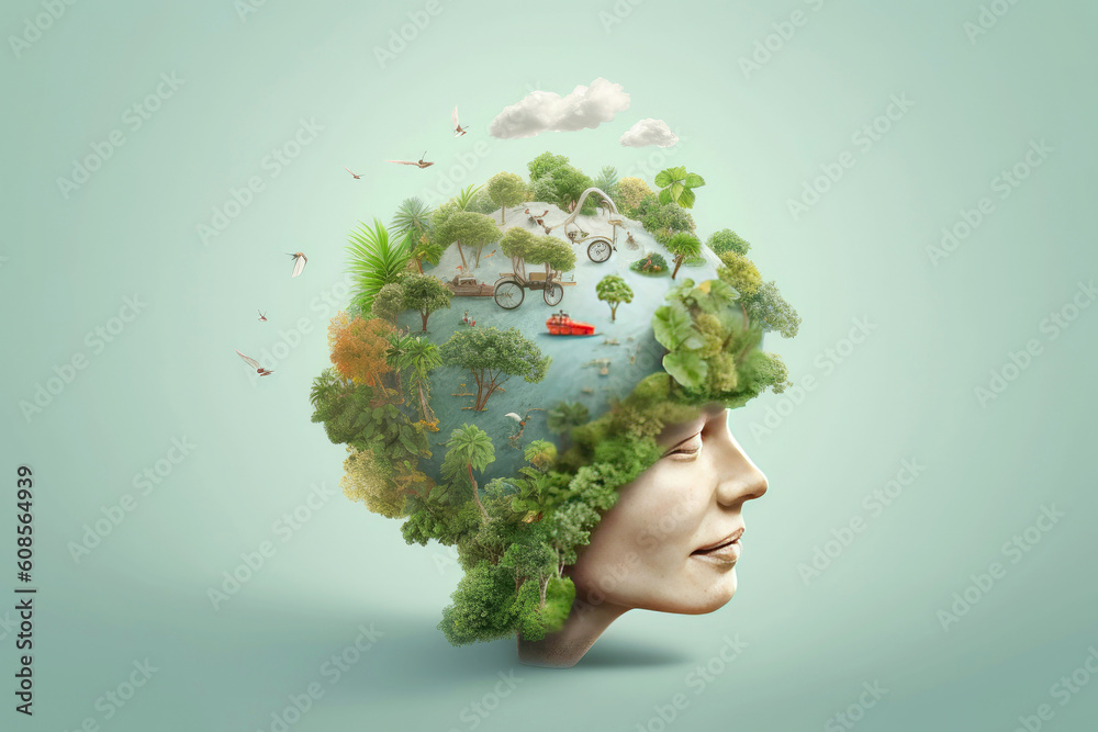 Abstract environment conservation leaves art style of green nature and ...