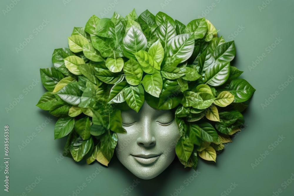 Abstract environment conservation leaves art style of green nature and ...