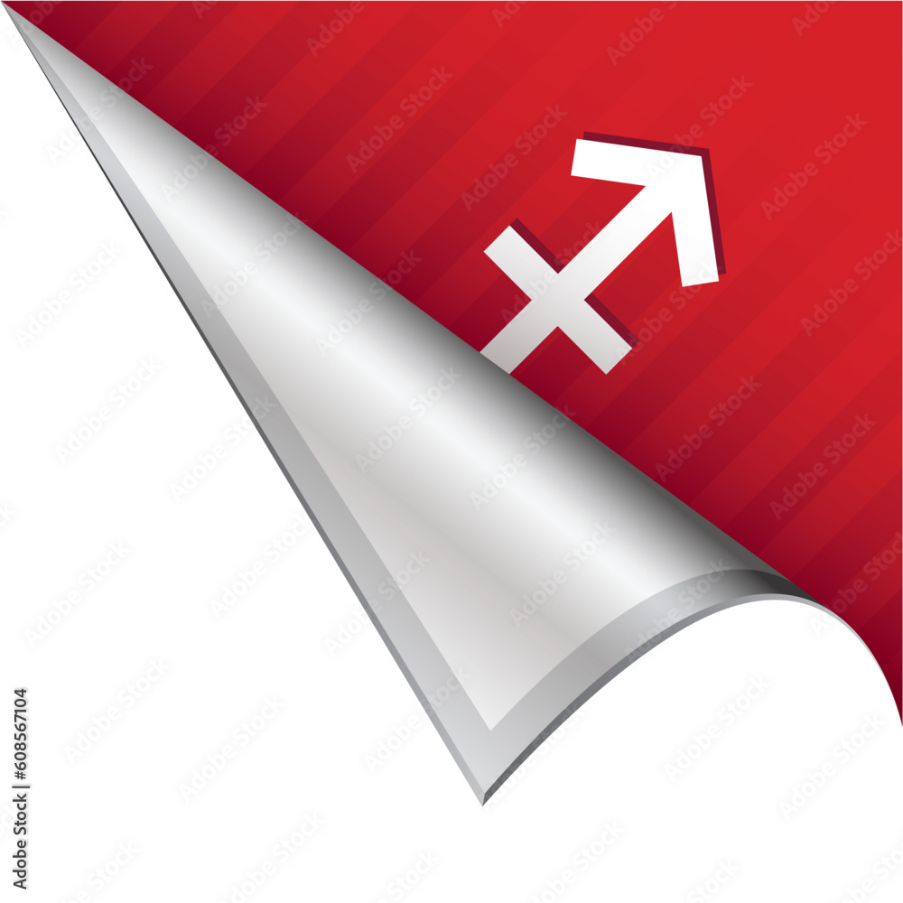 Sagittarius zodiac astrology icon on vector peeled corner tab suitable ...