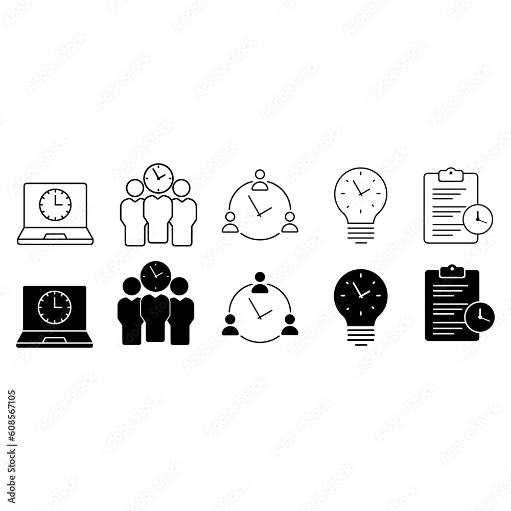 Time management icon vector set. deadline illustration sign collection ...