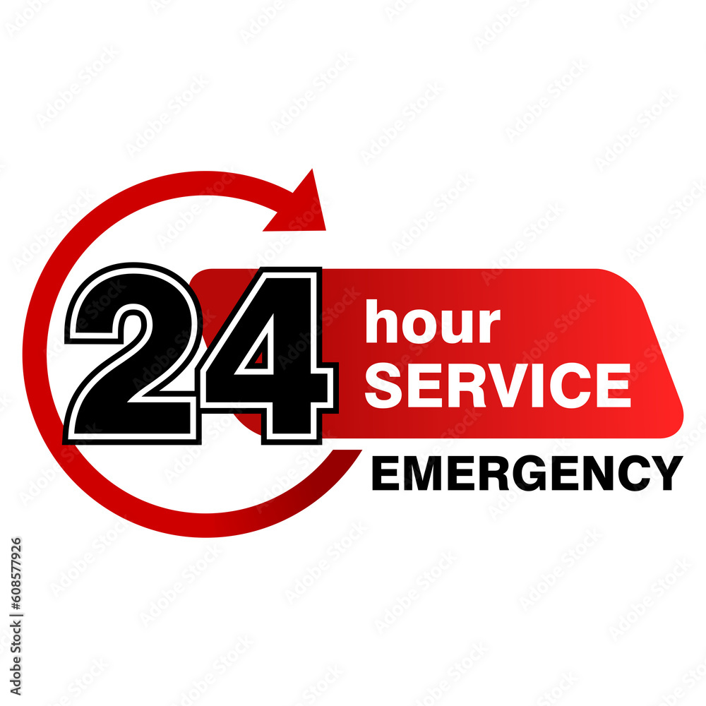 24 Hour Emergency Service Label Stock Illustration | Adobe Stock