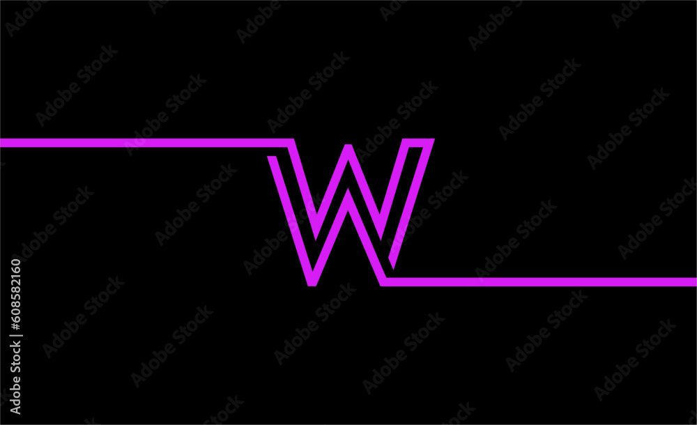simple graphic design of the letter W with a line model that extends ...