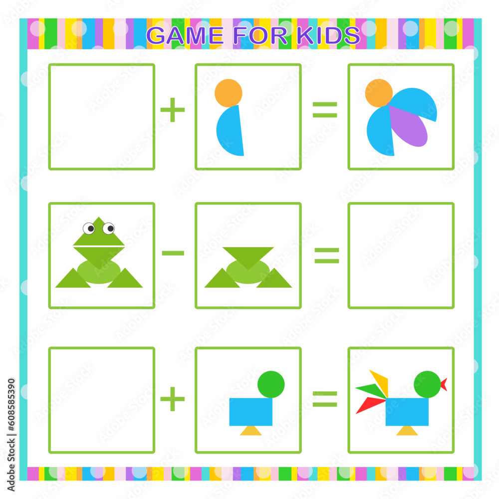 Educational game for kids. Find and draw the missing parts. Children ...