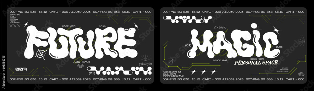Futuristic y2k technology frame for design. HUD frames in Ski-Fi style ...