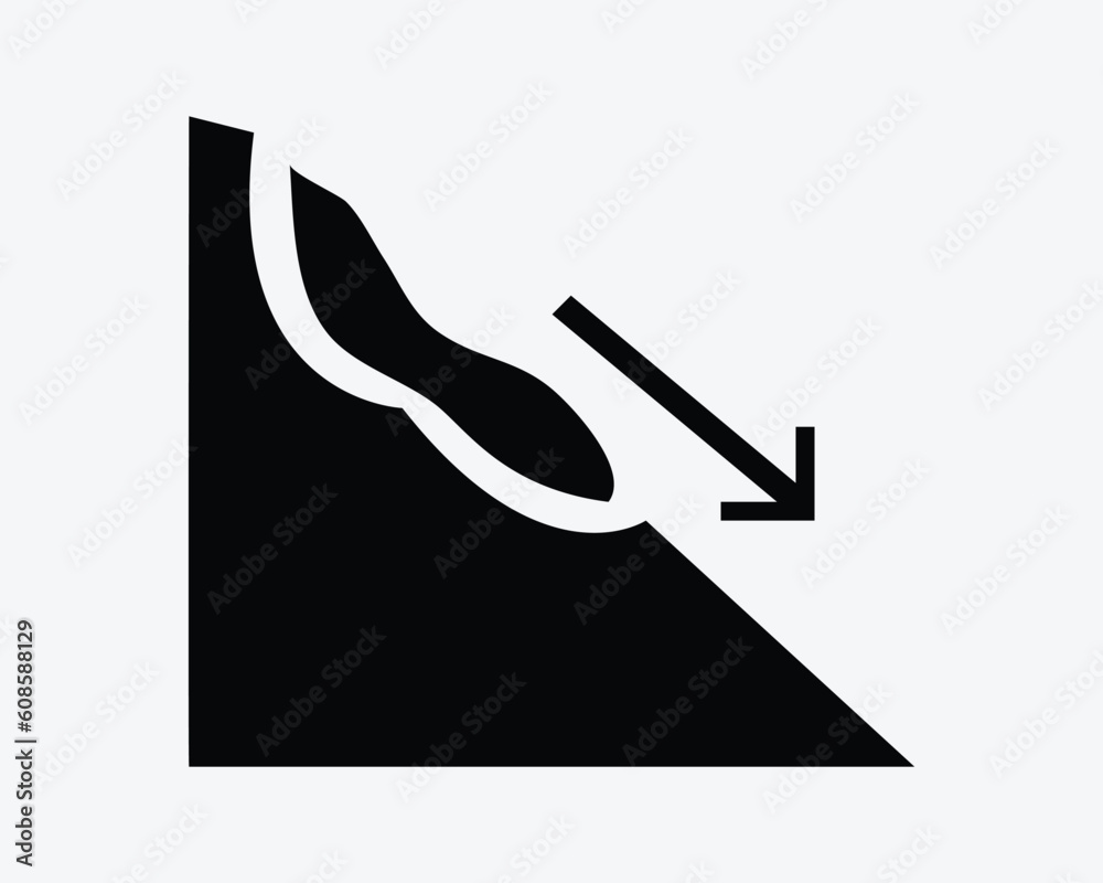 Landslide Icon. Land Slide Earthquake Mountain Disaster Danger Risk ...