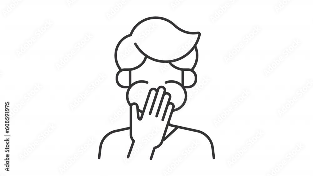 Nausea icon animation. Animated line person hand covering mouth ...