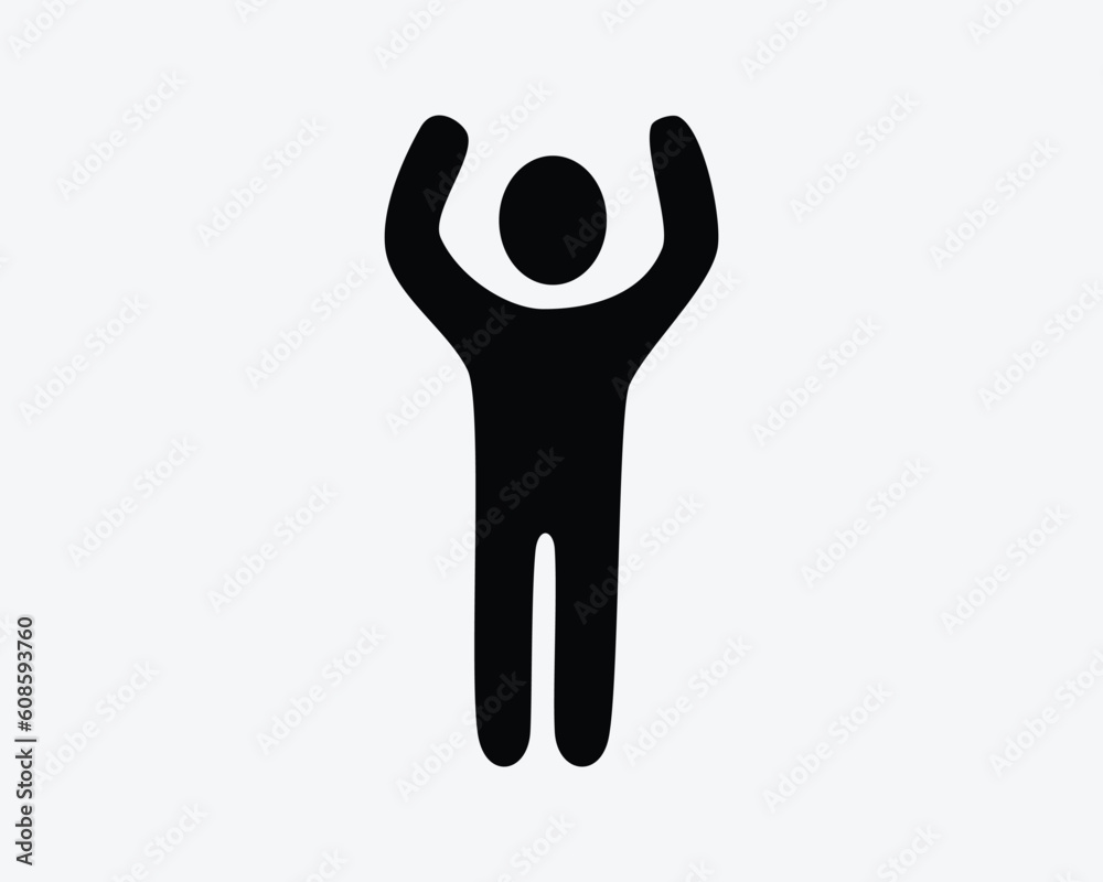 Vettoriale Stock Stick Figure Raise Hand Icon. Stickman Man Person ...