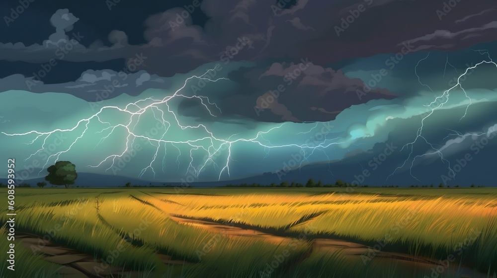 Abstract background lightning tearing. Demonstration of strong ...