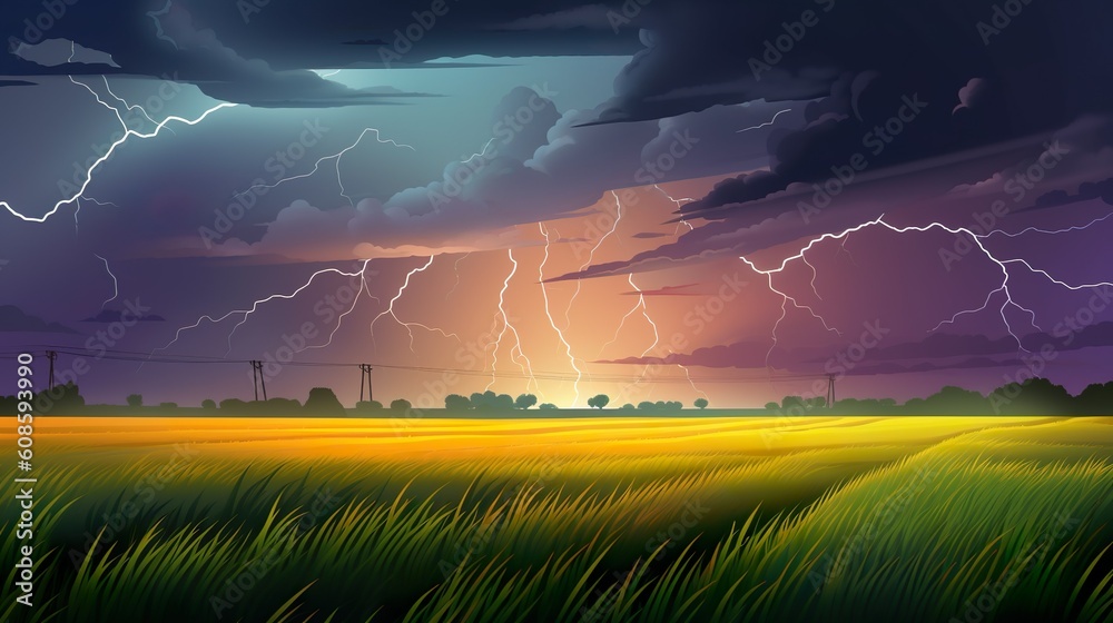 Abstract background lightning tearing. Banner style image showing ...