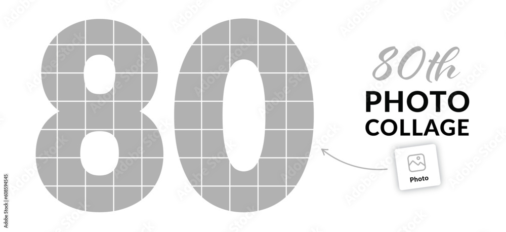 80 photo collage. 80th anniversary or 80th birthday picture collage ...