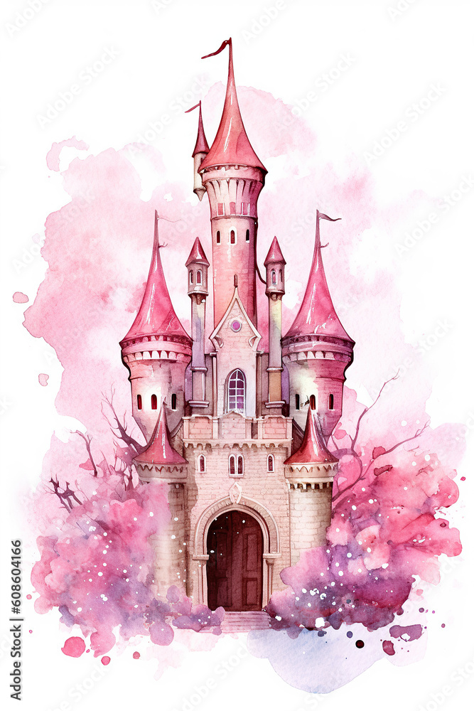 castle kingdom watercolor clipart cute isolated on white background ...