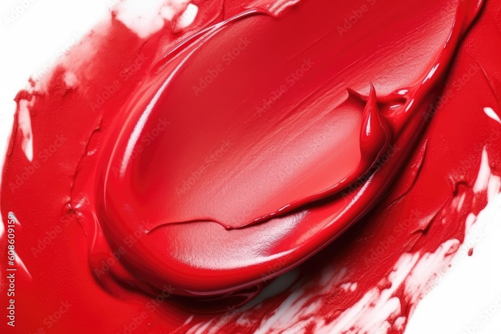 Red lipstick smear, smudge texture on white background. Cream makeup ...