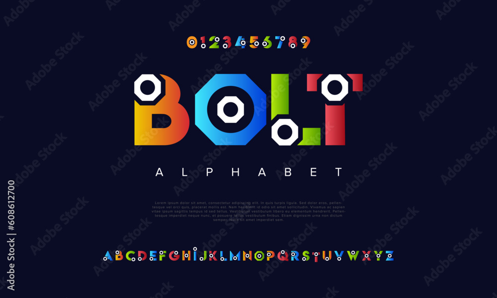 Bolt abstract digital technology logo font alphabet. Minimal modern ...