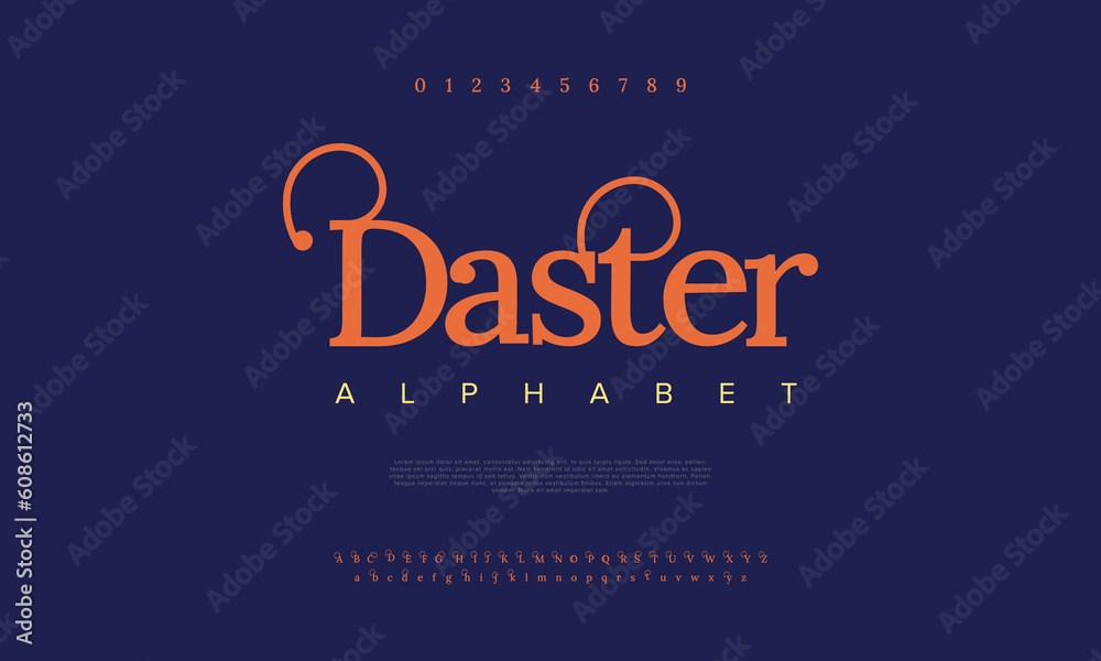 Elegant luxury daster abstract wedding fashion logo font alphabet ...