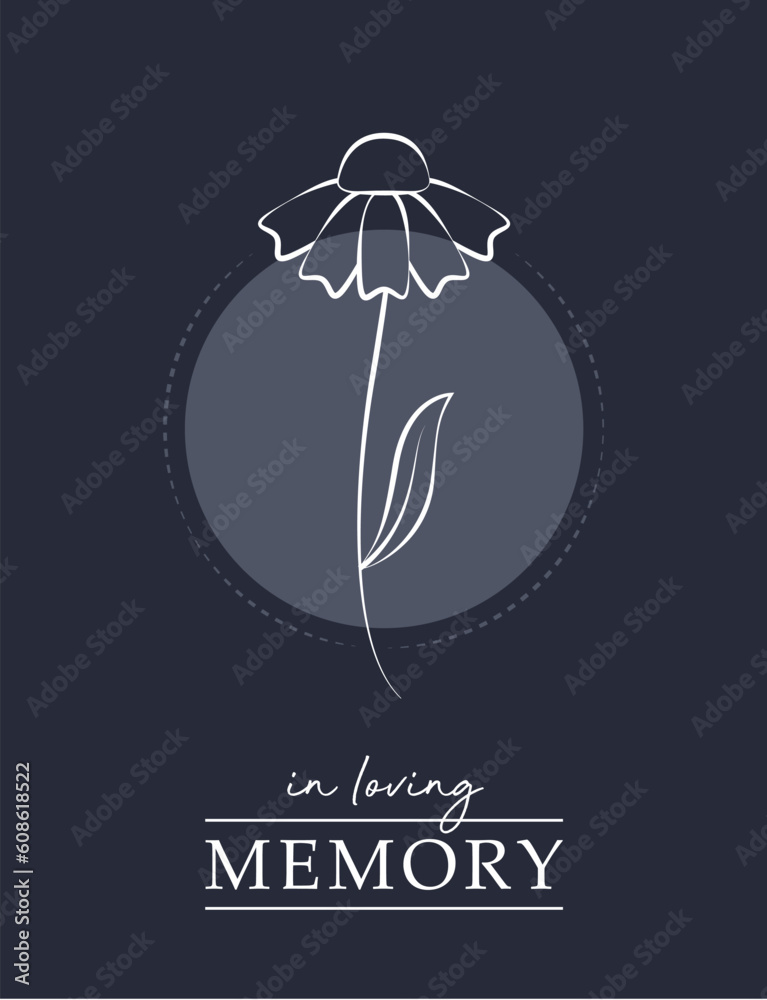 Poster condolence card with flower outline in loving memory – Wall Art ...