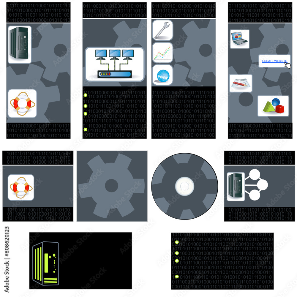 Information Technology (IT) stationary template - brochure design ...