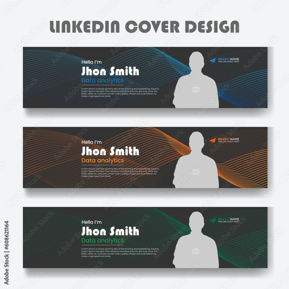 Corporate linkedin cover and banner design template set, background for ...