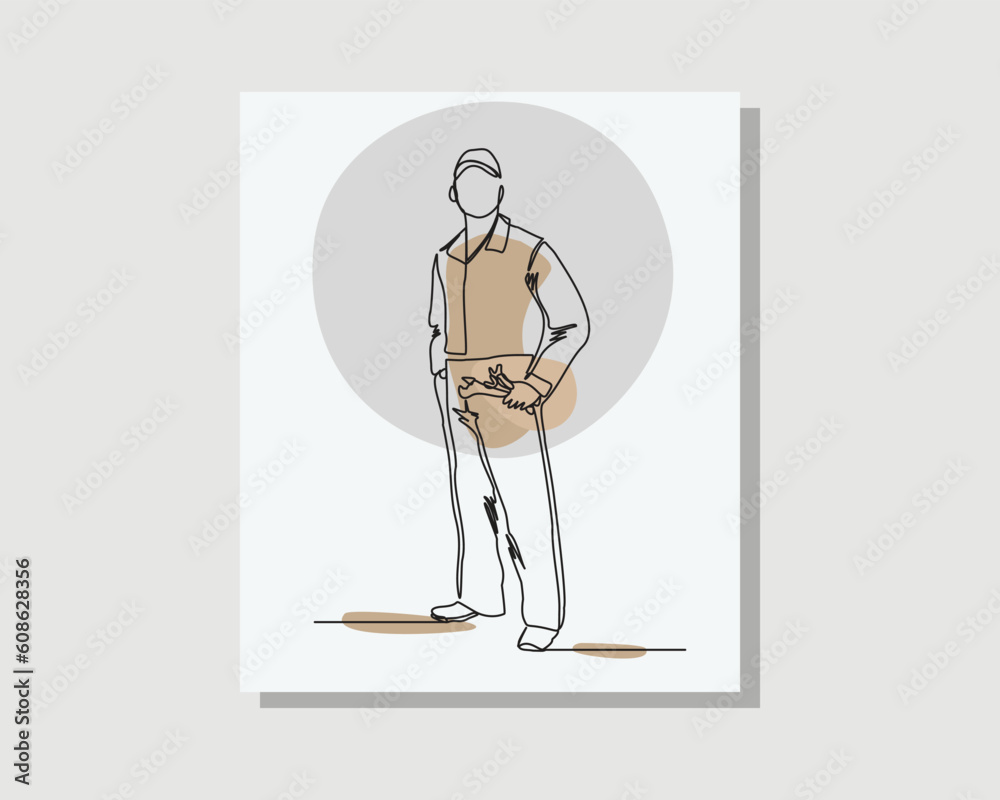 Continuous single one line drawing art of mechanic man holding mechanic ...