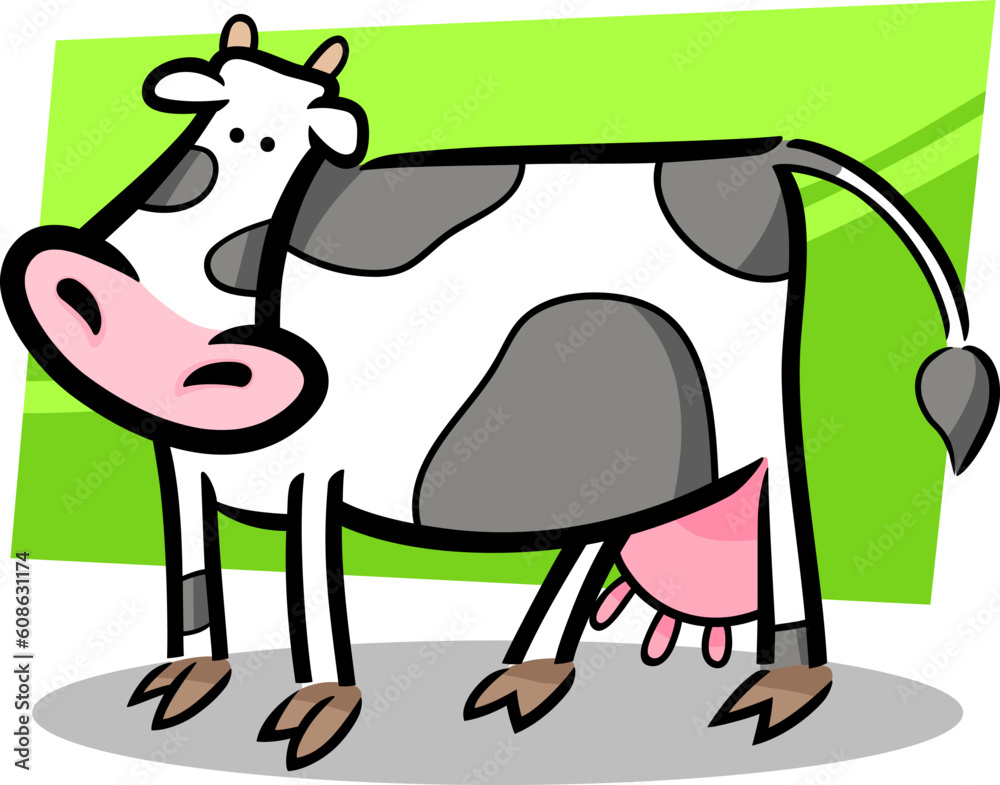 cartoon doodle illustration of cute farm cow Stock Vector | Adobe Stock