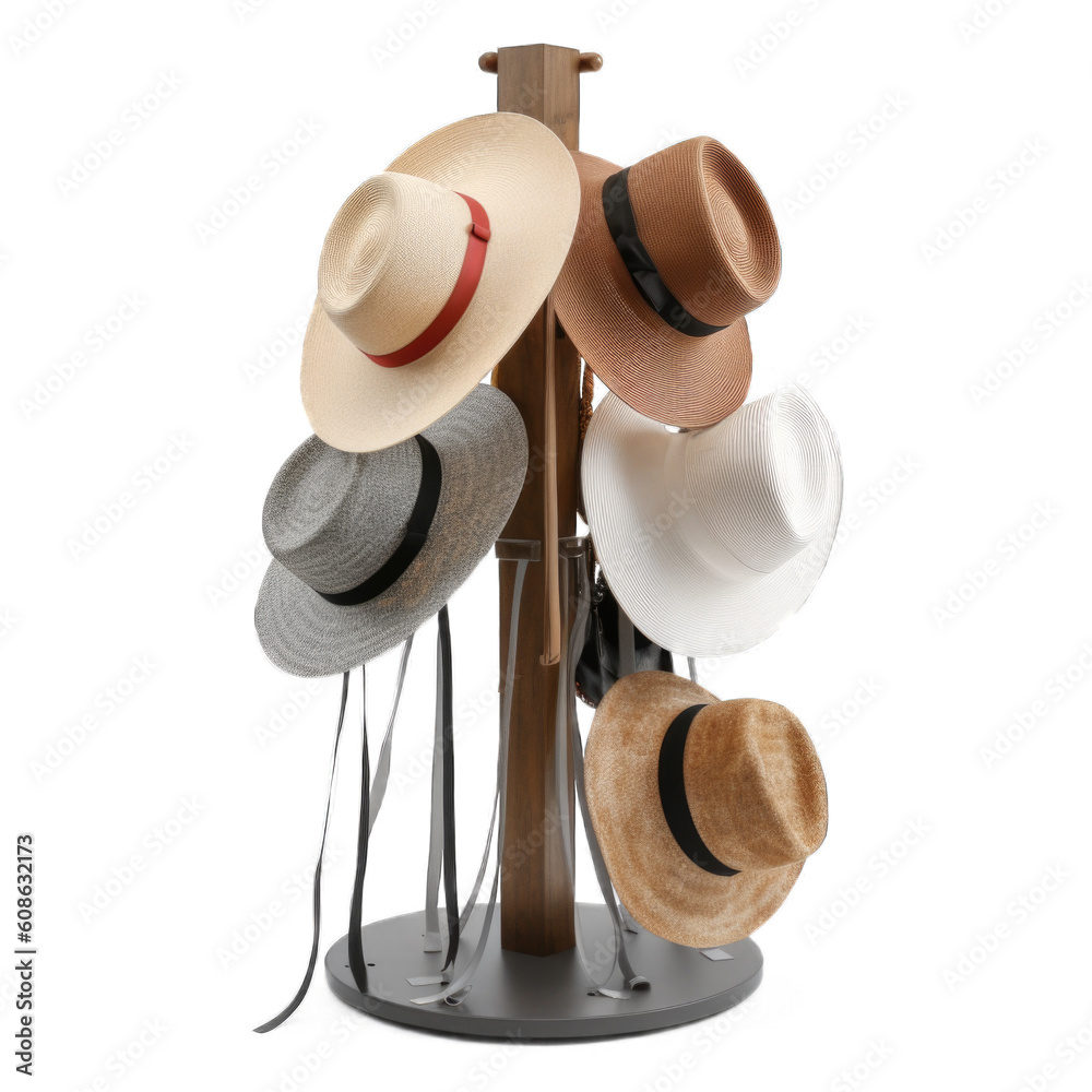 Freestanding hat rack isolated on transparent background. Generative AI ...