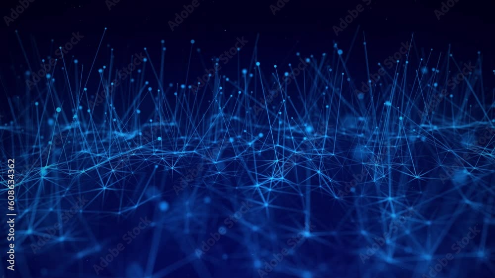 Colored polygonal space. Connection dots and lines structure. Digital ...