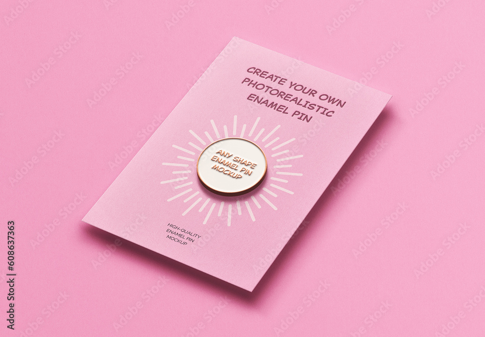 Enamel Pin Mockup Template Card Logo Soft Apparel Clothes Stock ...