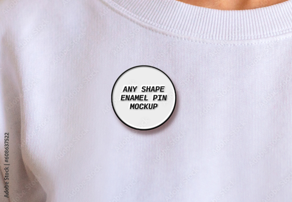 Enamel Pin Mockup Template Card Logo Soft Apparel Clothes Stock ...