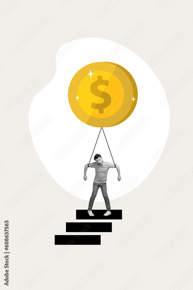 Photo collage artwork minimal picture of guy hanging addicted big ...